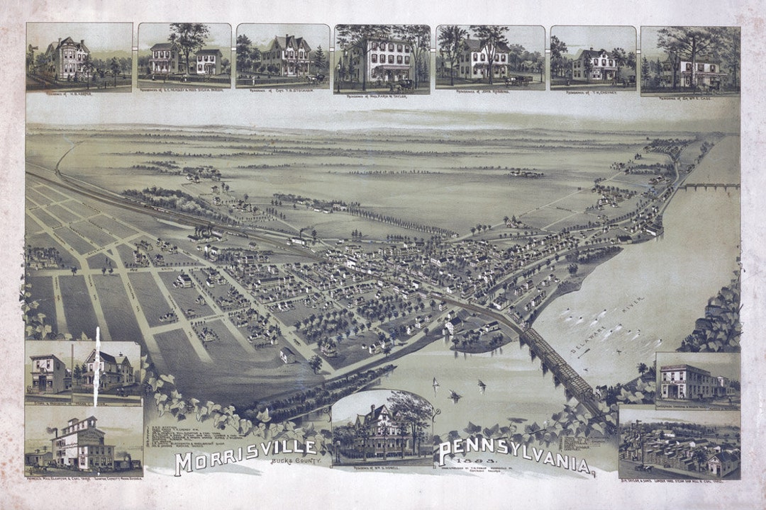 1893 Panoramic Map of Morrisville Bucks County Pennsylvania - Etsy