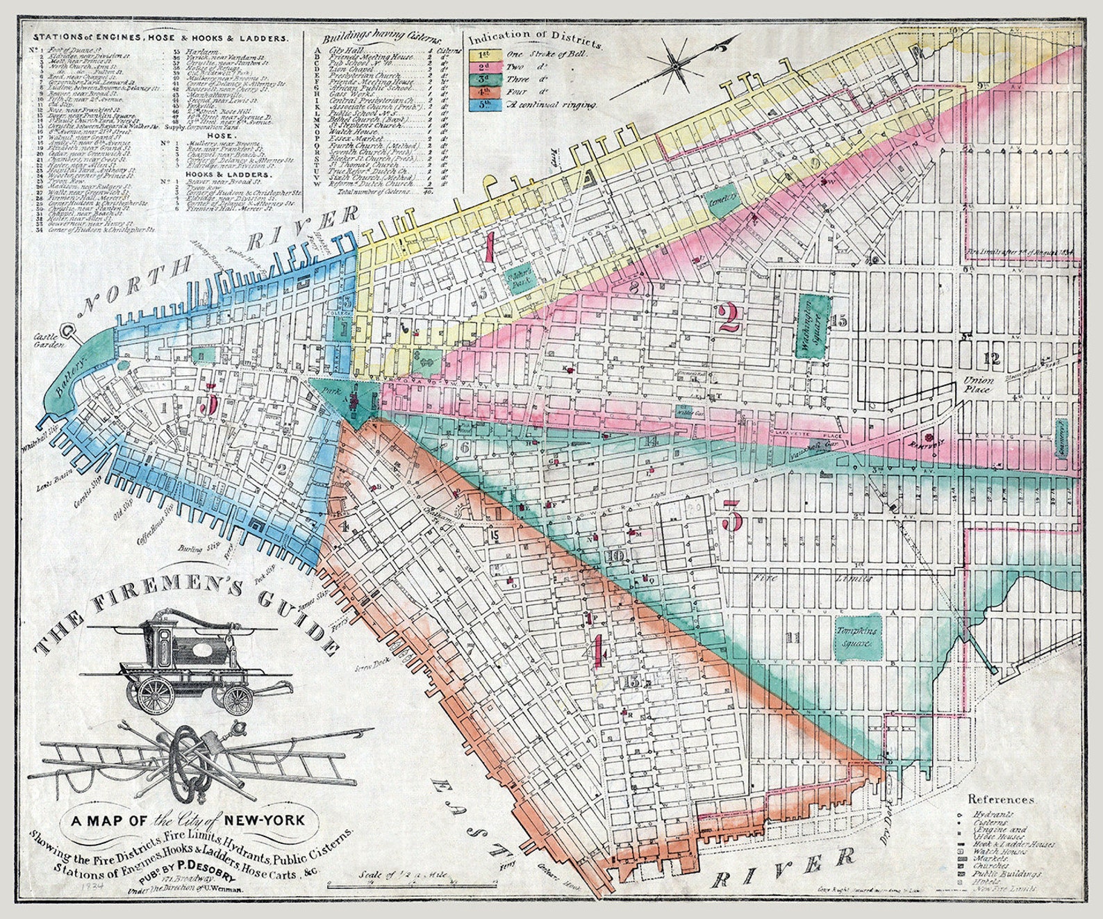 1834 Map of New York City - Etsy
