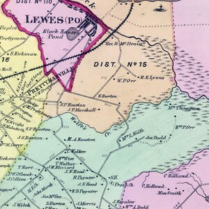 1868 Map of Lewes and Rehoboth Delaware - Etsy