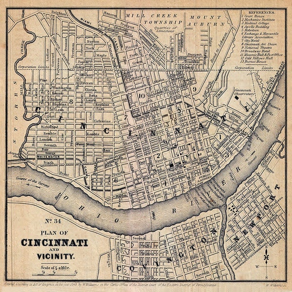 Cincinnati Ohio Map - Etsy