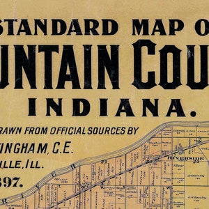 1897 Farm Line Map of Fountain County Indiana - Etsy
