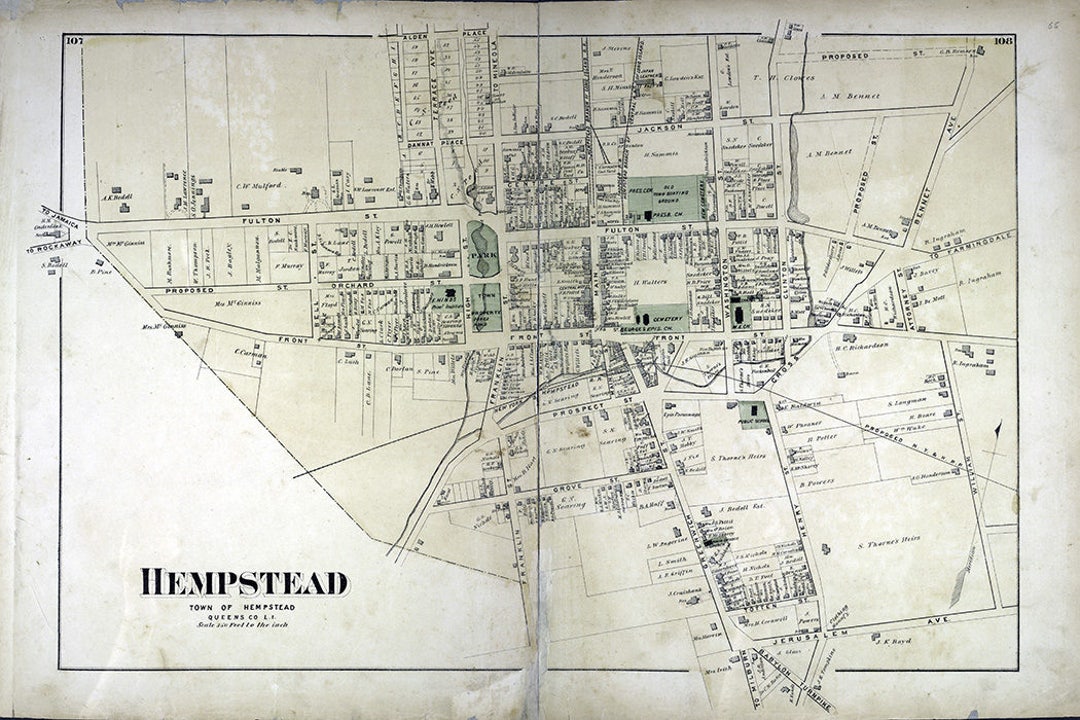 1873 Map of Hempstead Queens County New York - Etsy