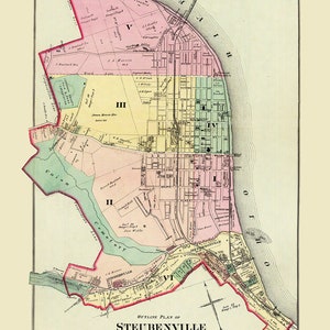 1877 Town Map of Steubenville Jefferson County Ohio - Etsy
