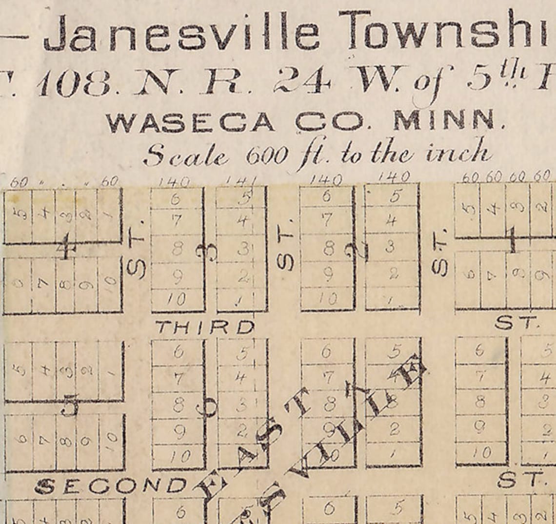 1874 Map of Waseca Wilton Janesville Minnesota - Etsy