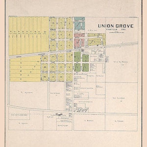 1908 Town Map of Union Grove Racine County Wisconsin - Etsy