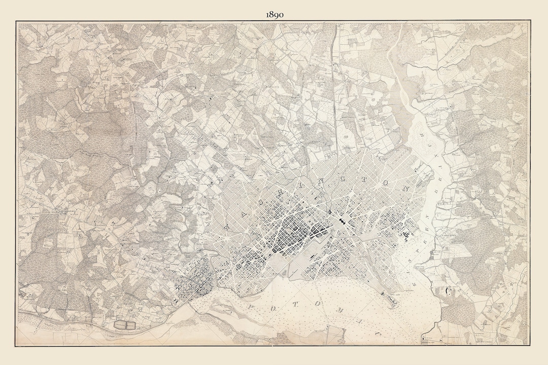 1890 Map of Washington DC - Etsy