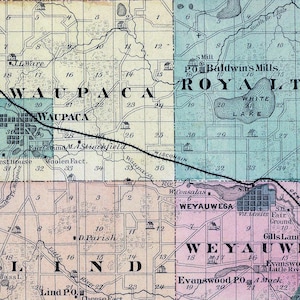 1878 Map of Waupaca County Wisconsin - Etsy