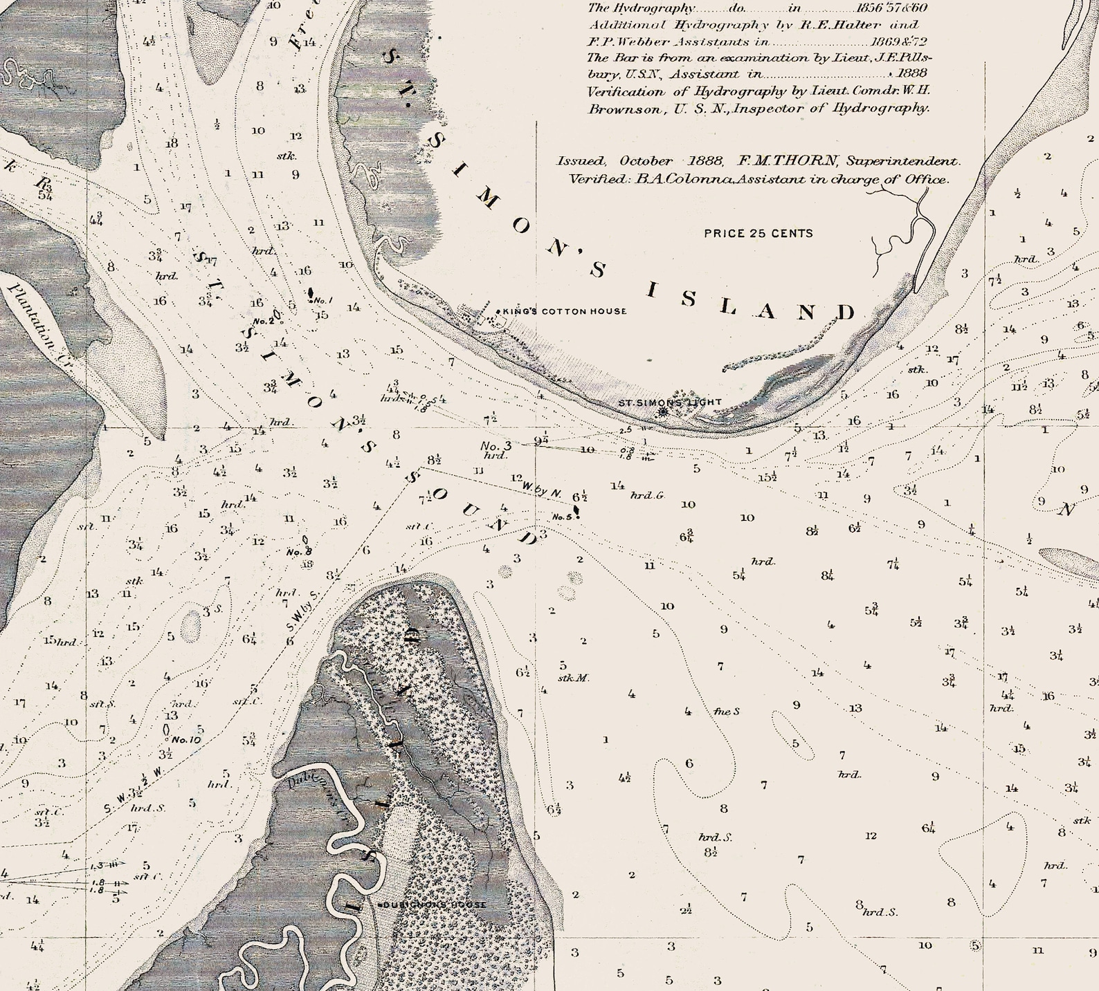 1888 Nautical Chart of St Simons Sound Georgia - Etsy