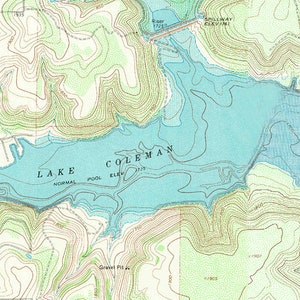 1967 Map of Lake Coleman Texas - Etsy