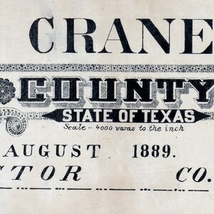 1889 Map of Crane County Texas - Etsy
