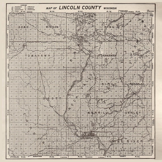 1914 Farm Line Map of Lincoln County Wisconsin - Etsy
