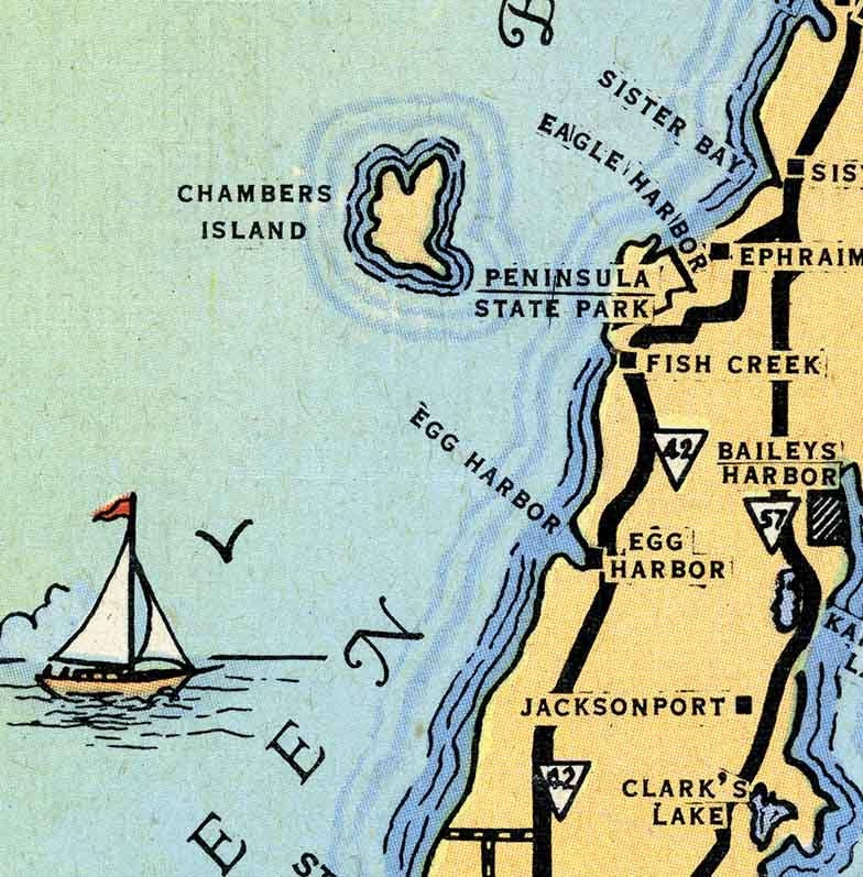 Cartoon Map of Door County Wisconsin - Etsy