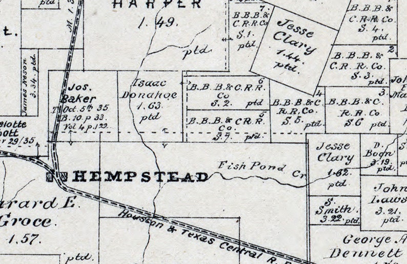 1879 Farm Line Map of Waller County Texas - Etsy