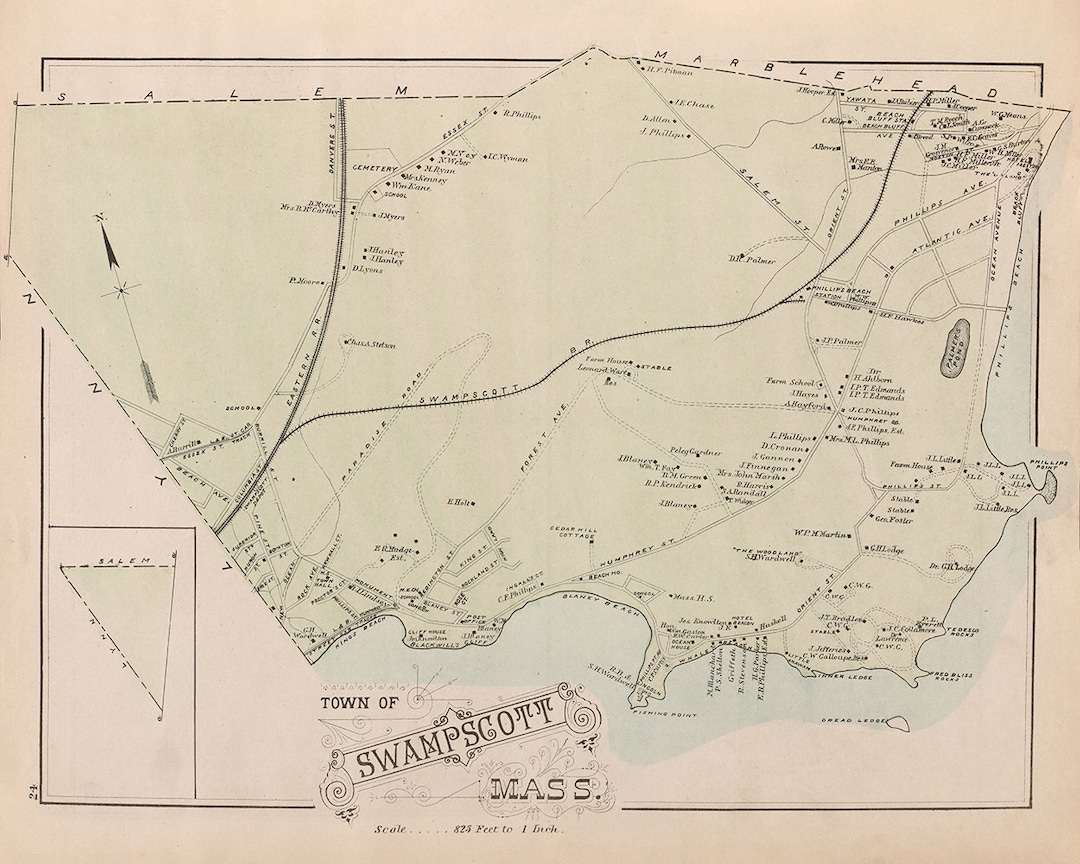1884 Map Of Swampscott Massachusetts Etsy