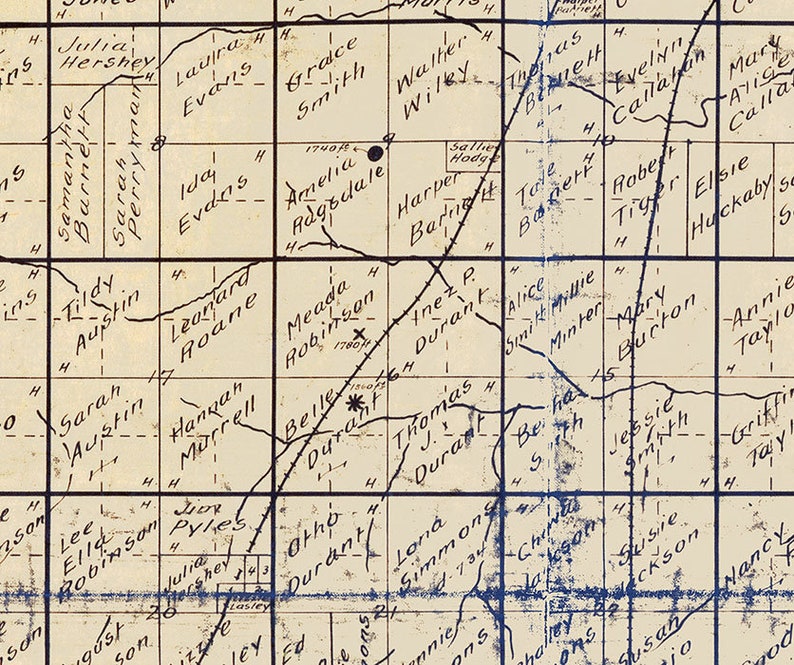 1903 Farm Line Map of the Muskogee County Oil Field Oklahoma - Etsy