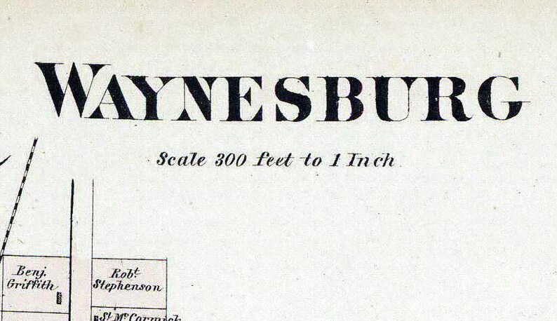 1873 Town Map of Waynesburg Chester County Pennsylvania - Etsy