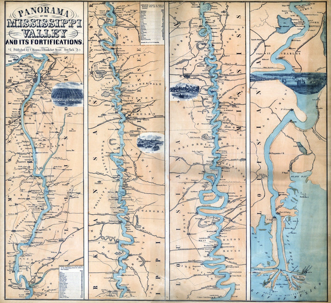 1863 Map of the Mississippi River and Valley - Etsy