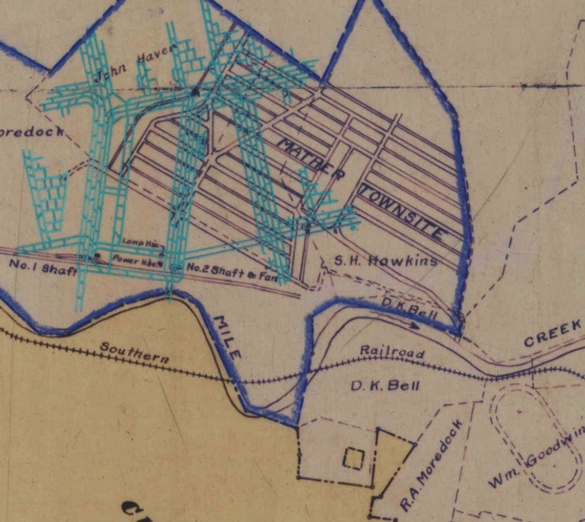 1920 Map of Mather Collieries Coal Properties Greene County ...