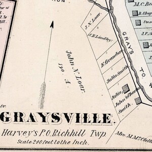 1876 Map of Gilmore Township Greene County Pennsylvania Rogersville ...