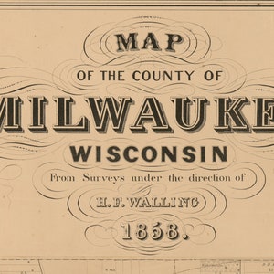 1858 Map of Milwaukee Wisconsin - Etsy