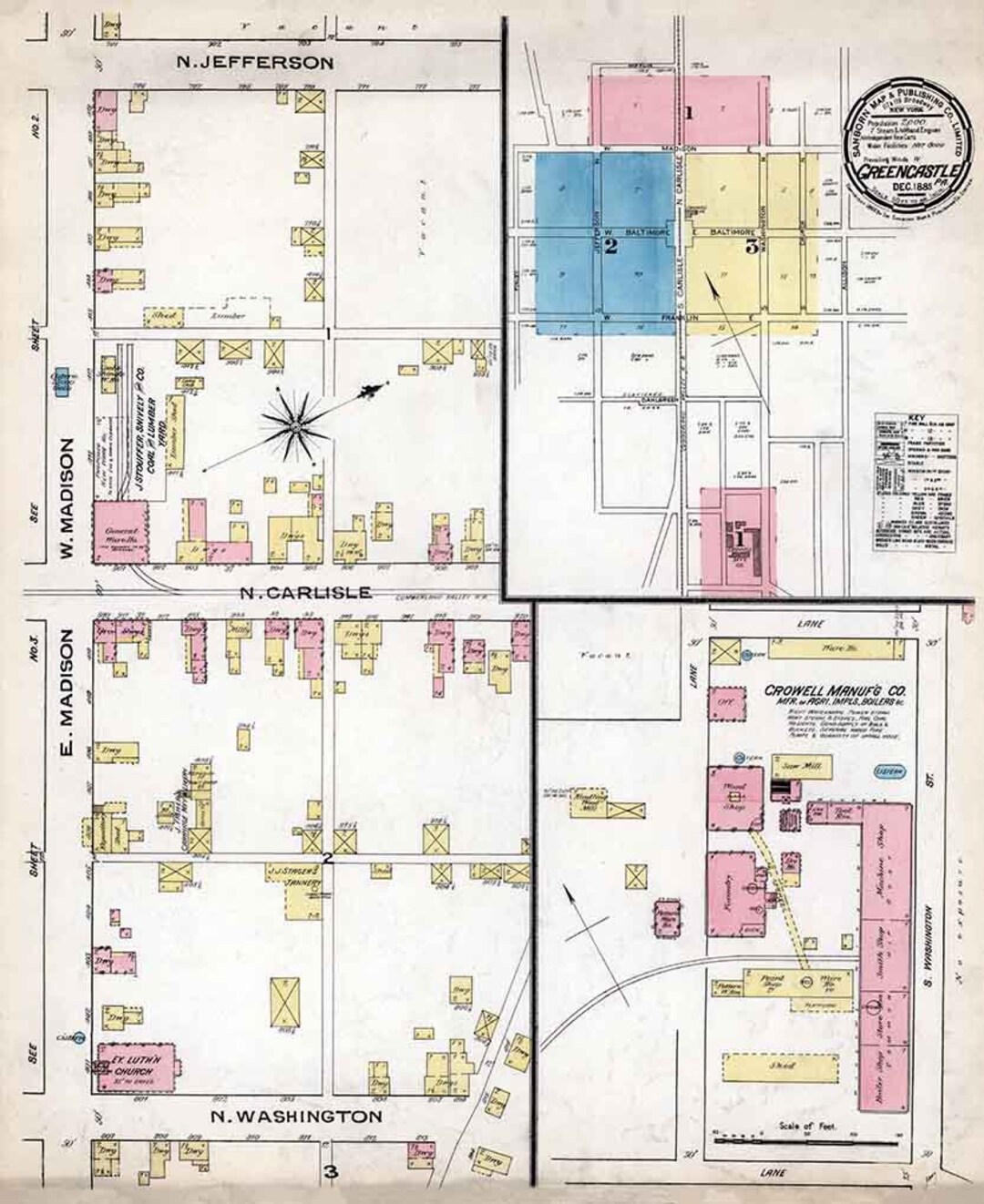 1885 Town Map of Greencastle Franklin County Pennsylvania - Etsy