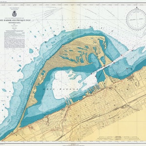 1941 Nautical Map of Erie Harbor and Presque Isle Lake Erie PA - Etsy
