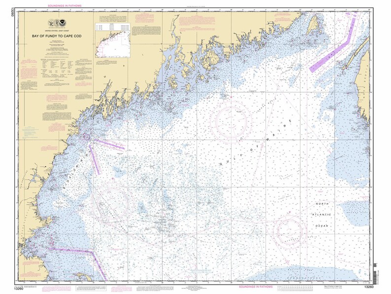 2012 Nautical Map of Bay of Fundy to Cape Cod Maine - Etsy