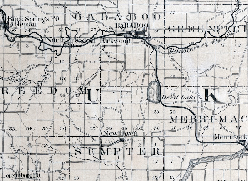 1880 Map of Sauk County Wisconsin | Etsy