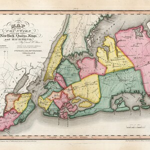 1839 Map of the Counties of New York Queens Kings and Richmond - Etsy