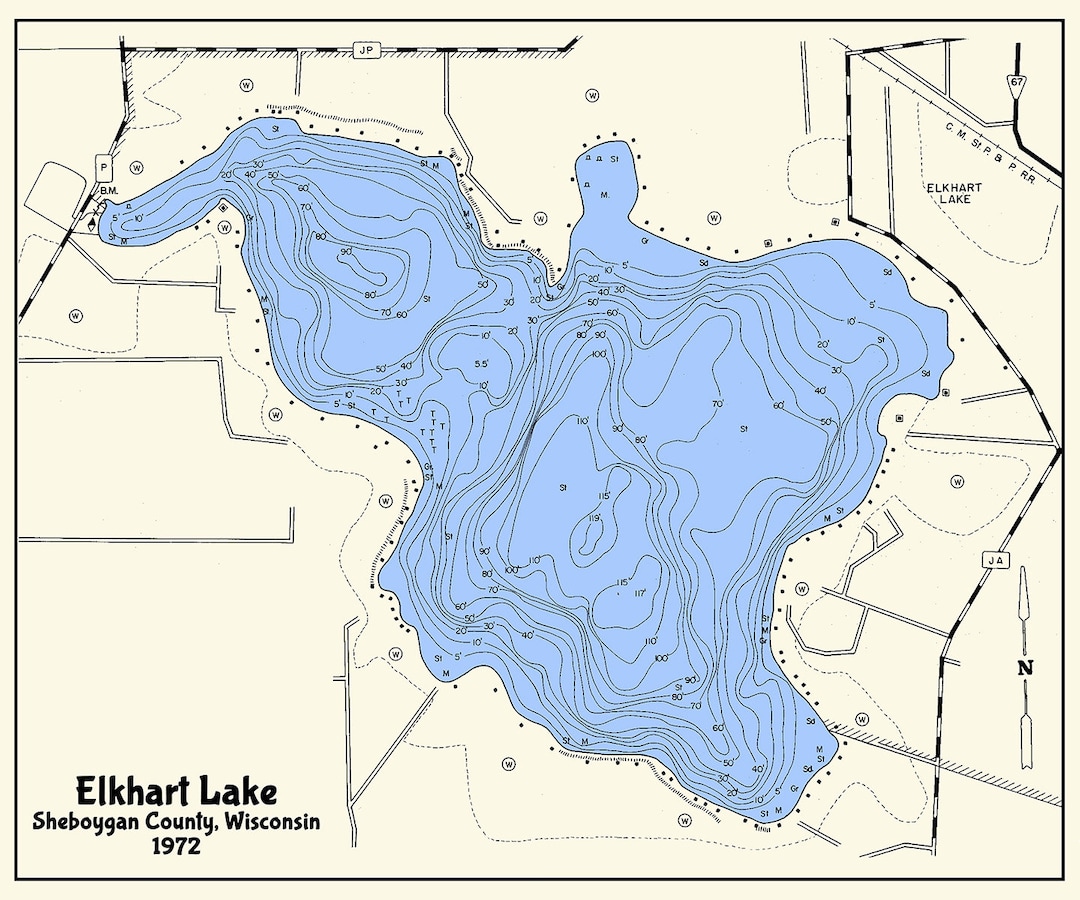 1972 Map of Elkhart Lake Sheboygan County Wisconsin - Etsy