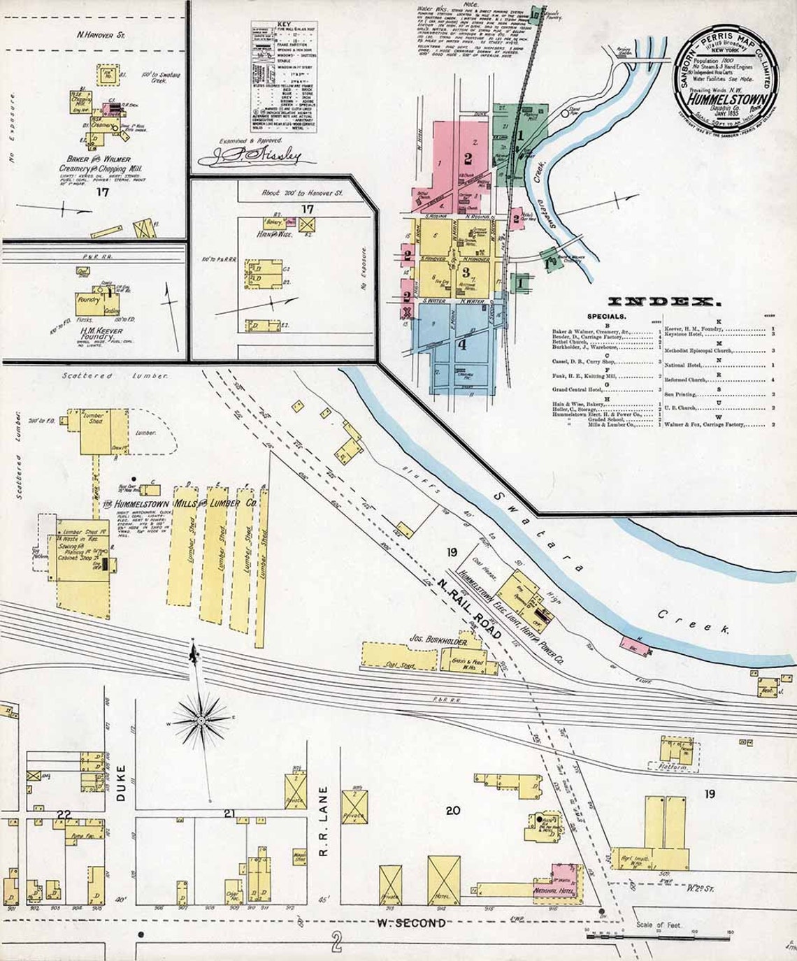 1895 Town Map of Hummelstown Dauphin County Pennsylvania - Etsy