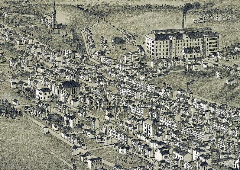 1889 Panoramic Map of Pottsville Pennsylvania - Etsy