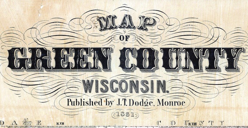 1861 Farm Line Map of Green County Wisconsin - Etsy