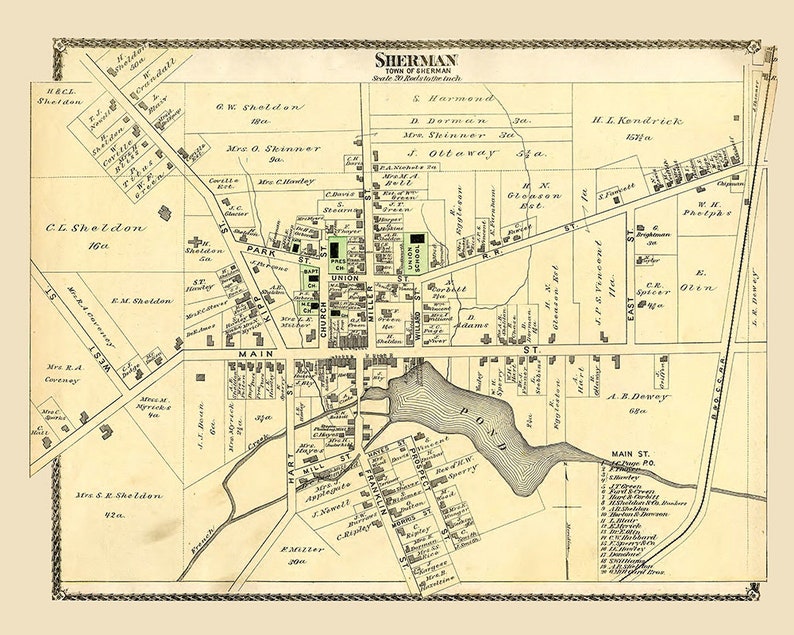 1881 Town Map of Sherman Chautauqua County New York - Etsy