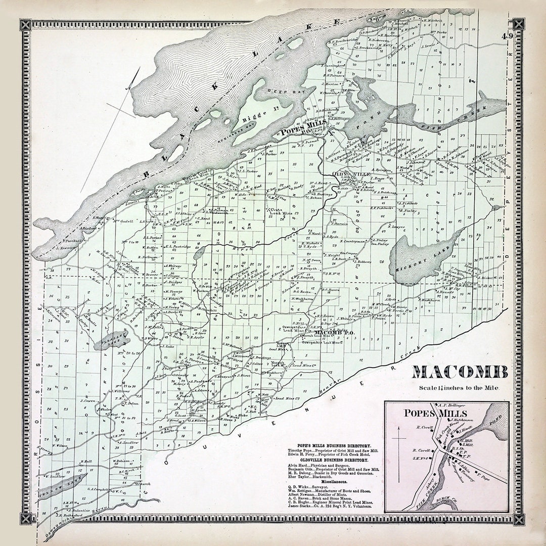 1865 Map of Macomb Township Saint Lawrence County New York - Etsy