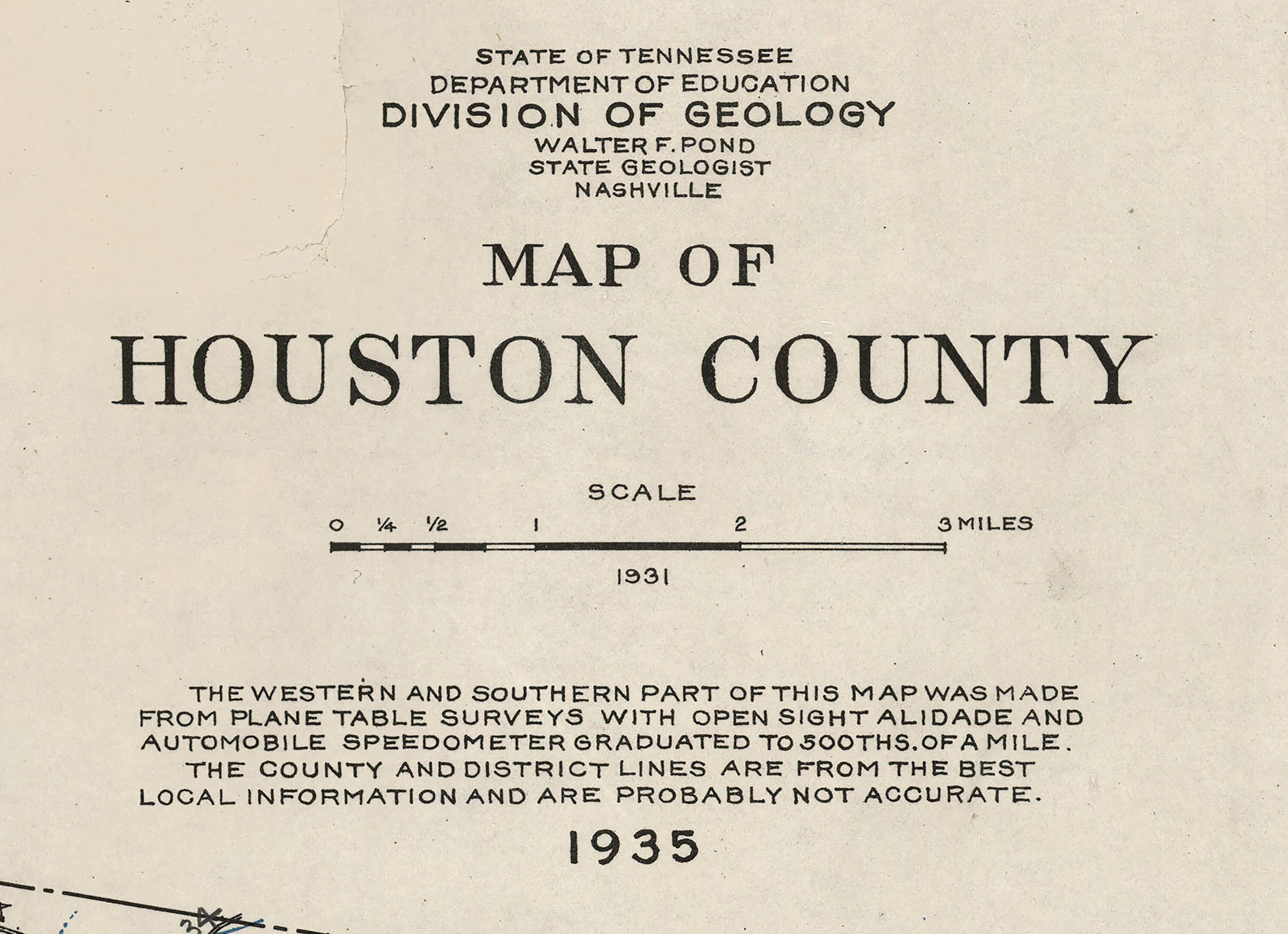 1935 Map of Houston County Tennessee - Etsy