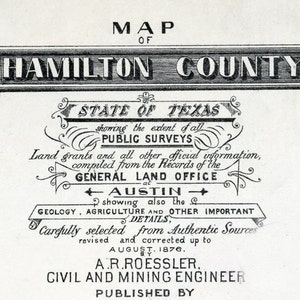 1876 Map of Hamilton County Texas - Etsy