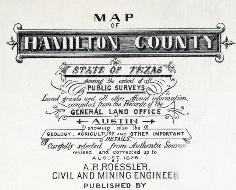 1876 Map of Hamilton County Texas | Etsy