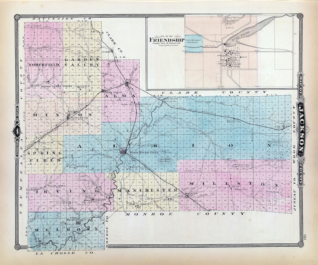 1878 Map of Jackson County Wisconsin - Etsy