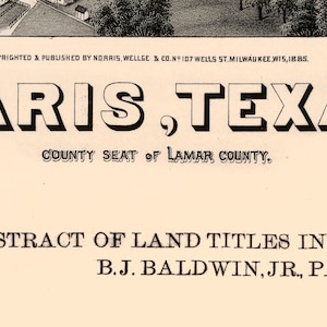 1885 Panoramic Map of Paris Lamar County Texas - Etsy