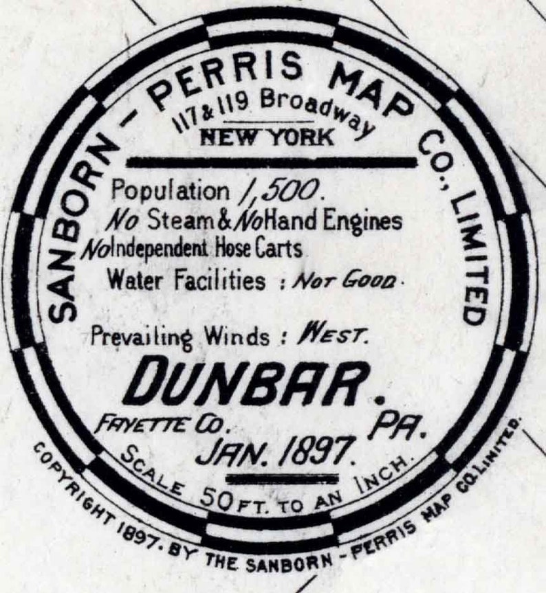 1897 Town Map of Dunbar Fayette County Pennsylvania - Etsy
