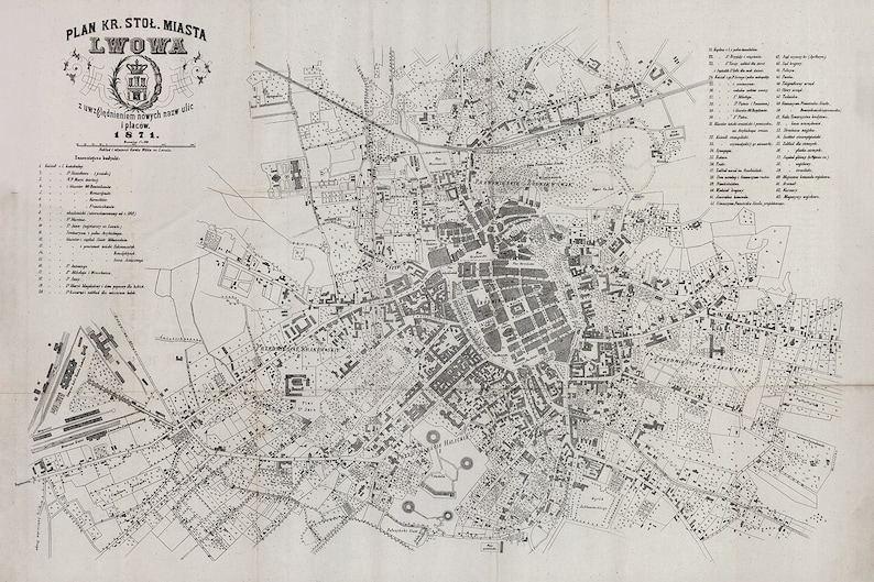 1871 Map of Lwowa Lemberg Galicia Austria Hungary - Etsy