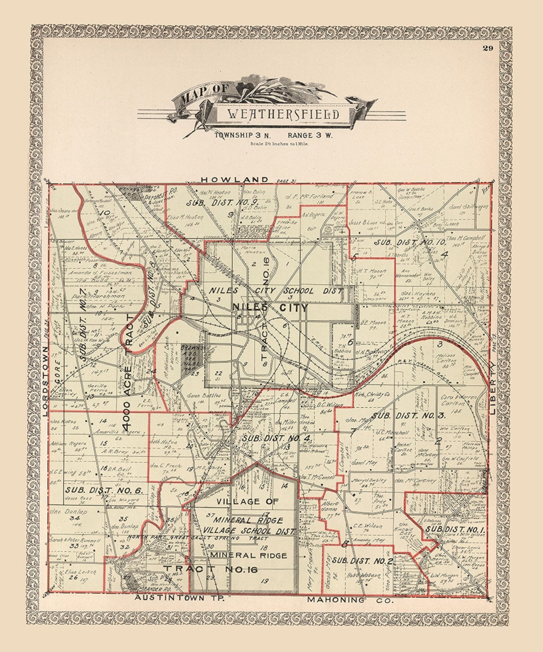 1899 Map of Weathersfield Township Trumbull County Ohio - Etsy