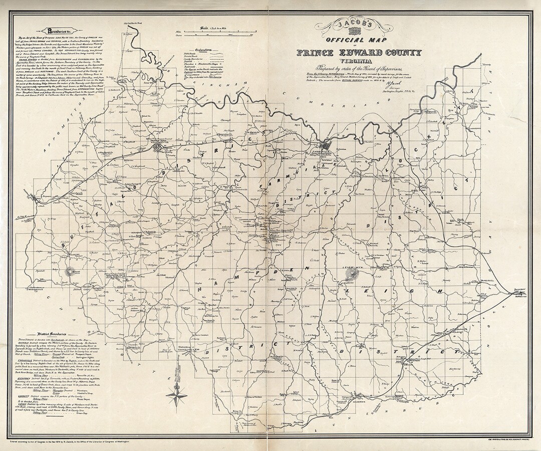 1879 Map of Prince Edward County Virginia - Etsy