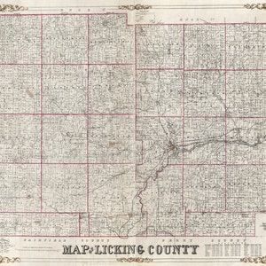1854 Farm Line Map of Licking County Ohio Newark Granville - Etsy