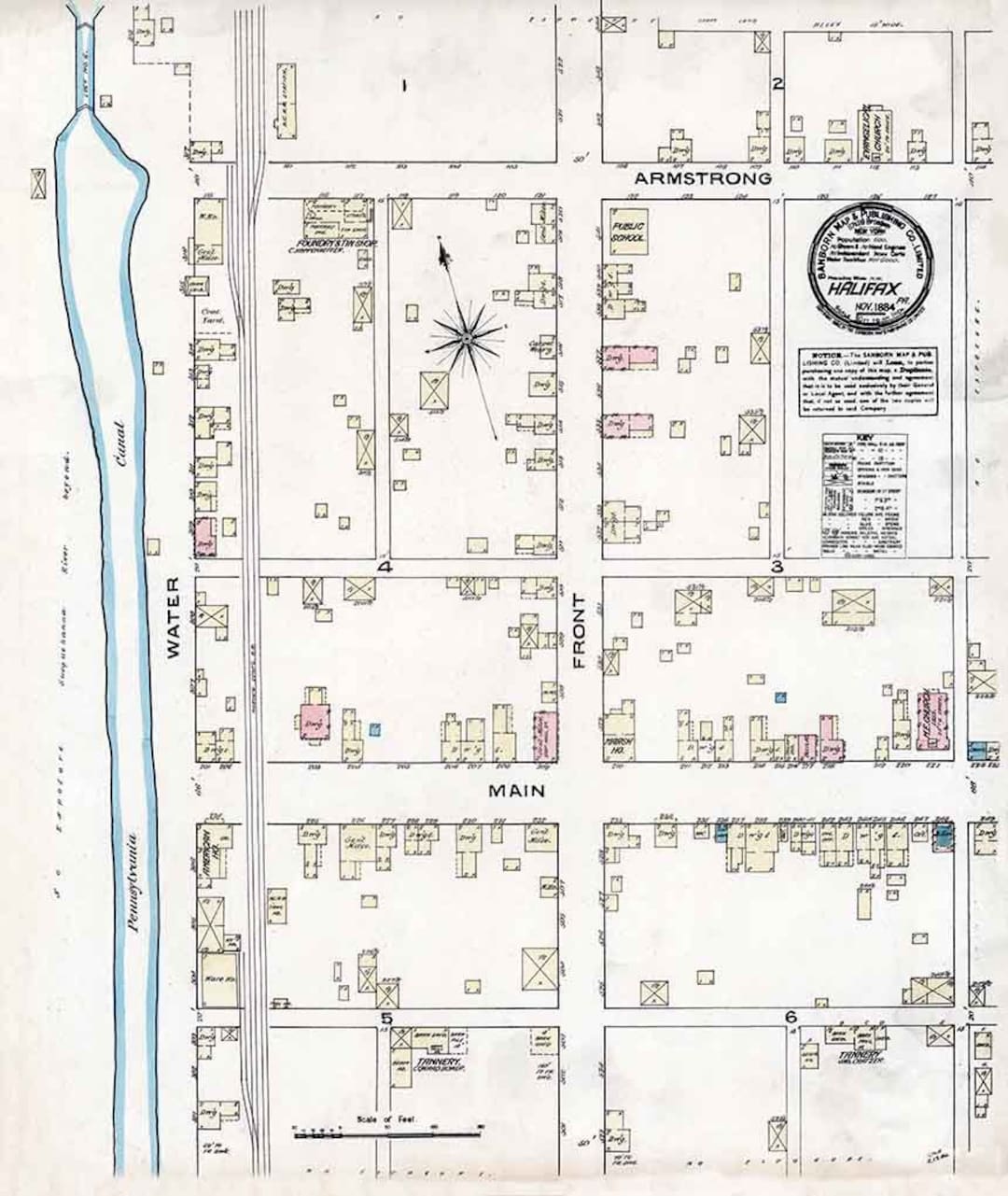 1884 Town Map of Halifax Dauphin County Pennsylvania - Etsy