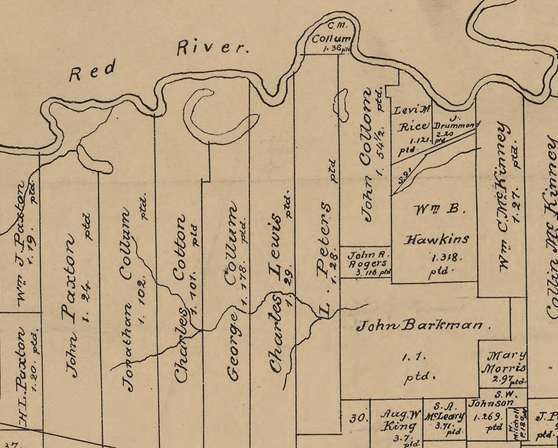 1879 Farm Line Map of Bowie County Texas | Etsy