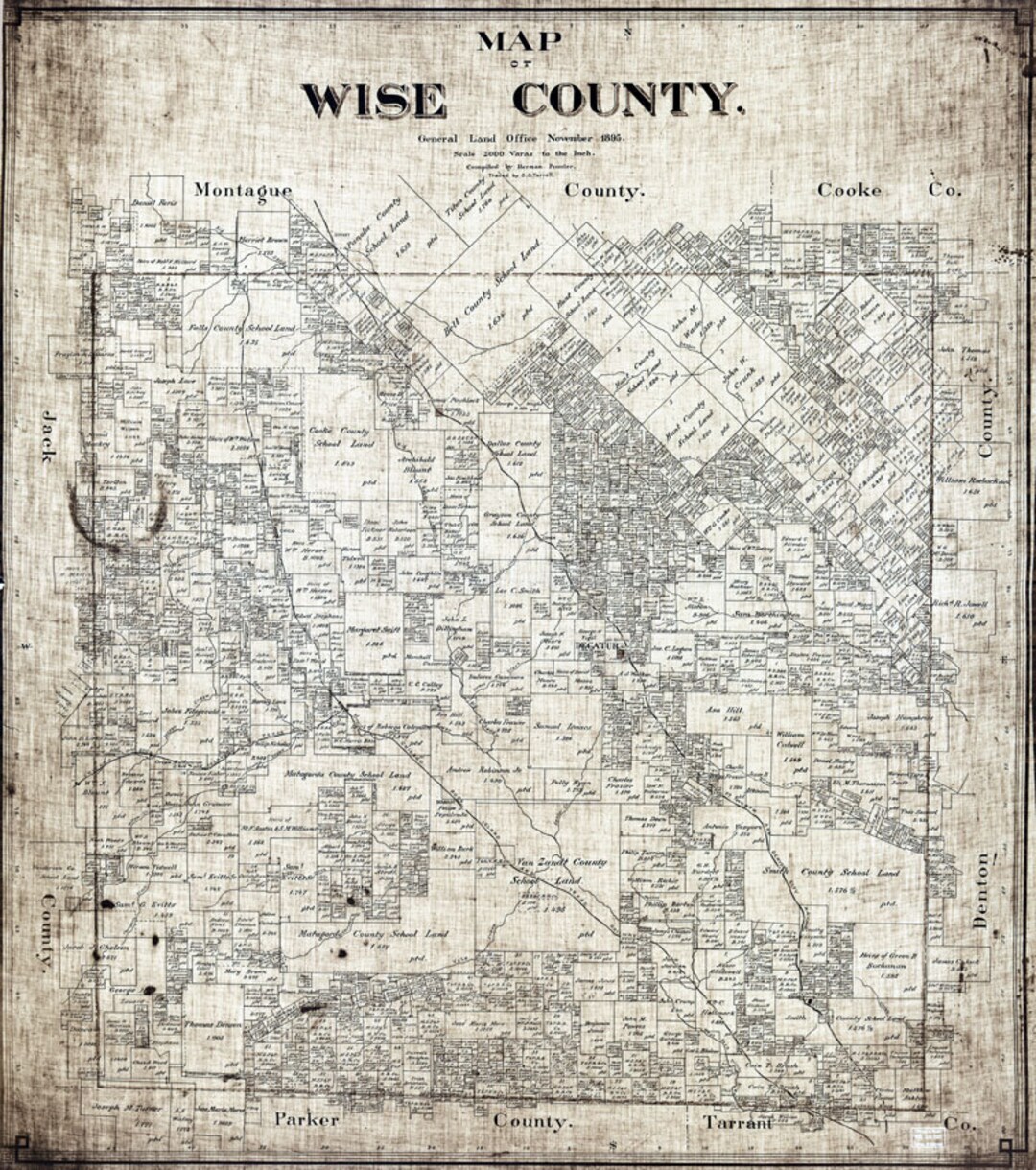 1895 Map of Wise County Texas - Etsy
