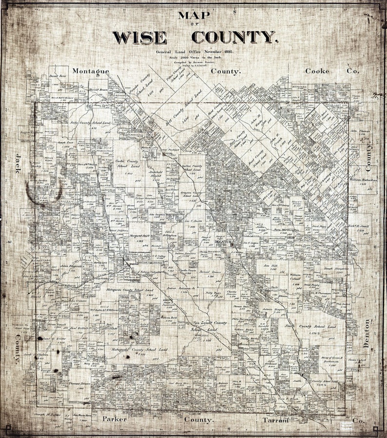 1895 Map of Wise County Texas - Etsy