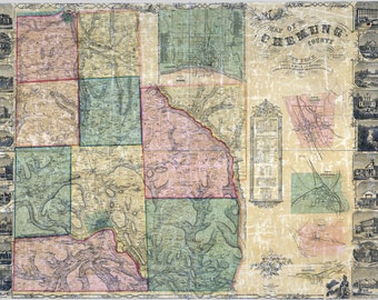 Chemung County Map | Etsy
